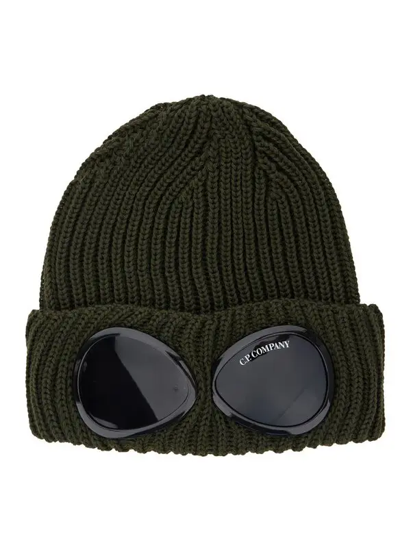 C.P. COMPANY Knit Beanie With Goggles - Green