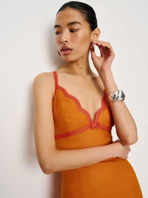 Sara Linen Dress - Orange