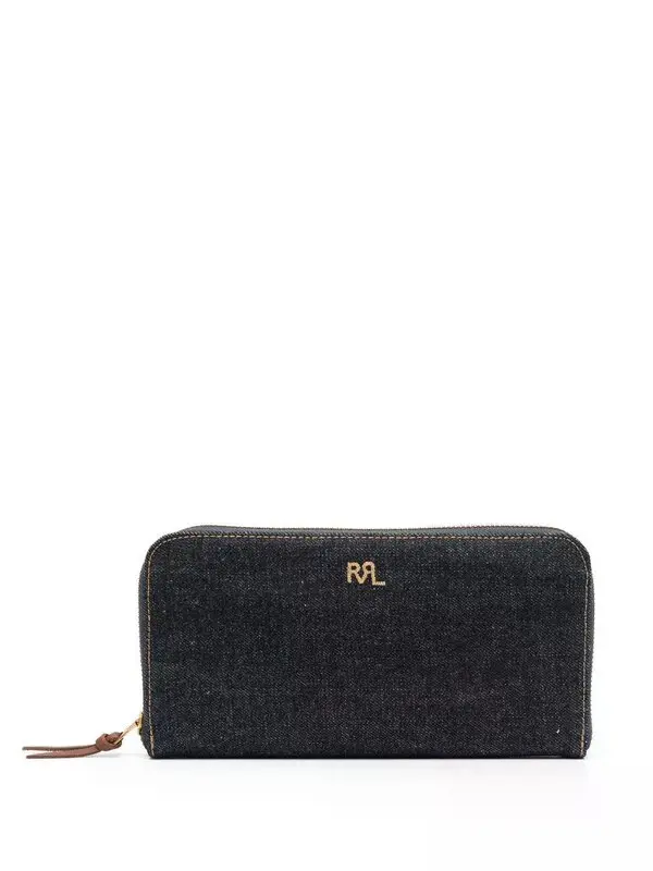 Ralph Lauren Logo-plaque Denim Wallet - Blue