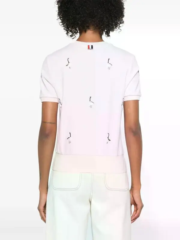 Thom Browne Geese-embroidered Cotton T-shirt