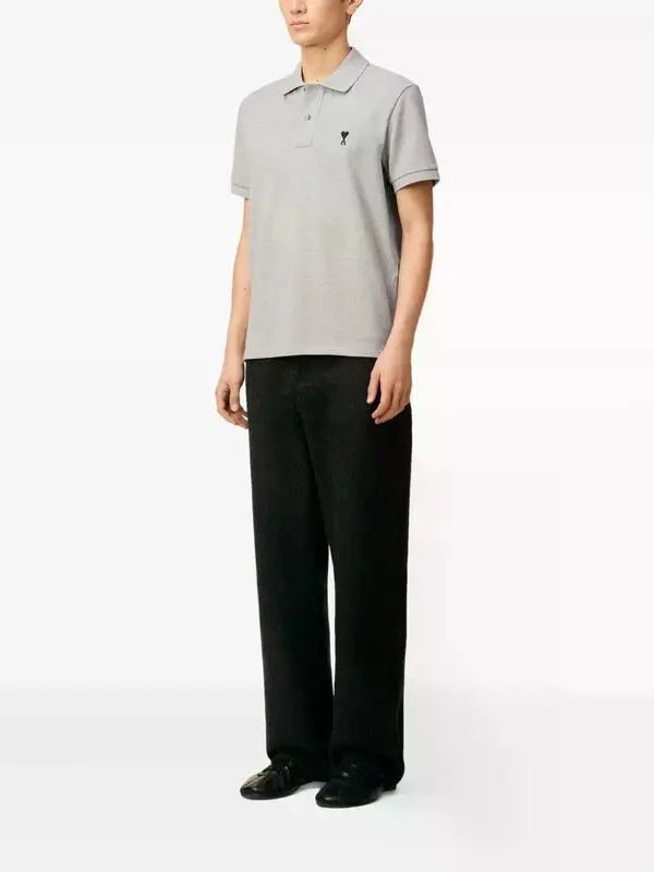 AMI Paris De Coeur Cotton Polo Shirt - Grey