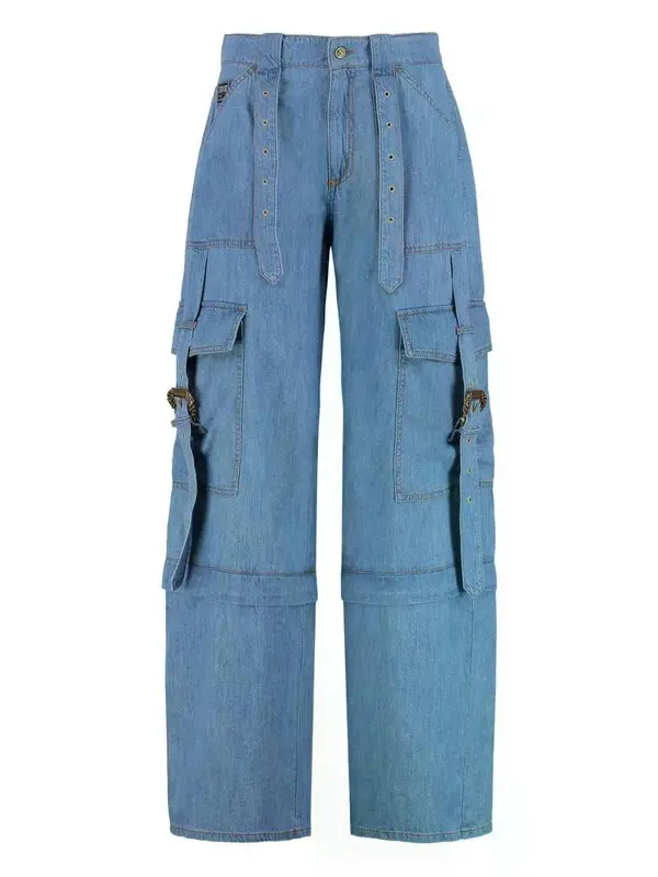 Versace Buckle-detailed Cargo Trousers - Blue