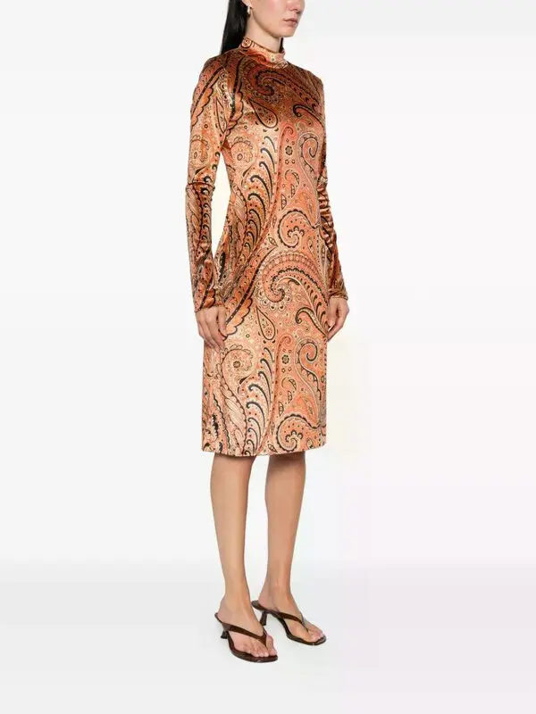Etro Paisley-print Midi Dress - Neutrals
