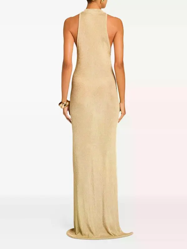 Seroya Metallic Knit Maxi Dress - Gold | Editorialist