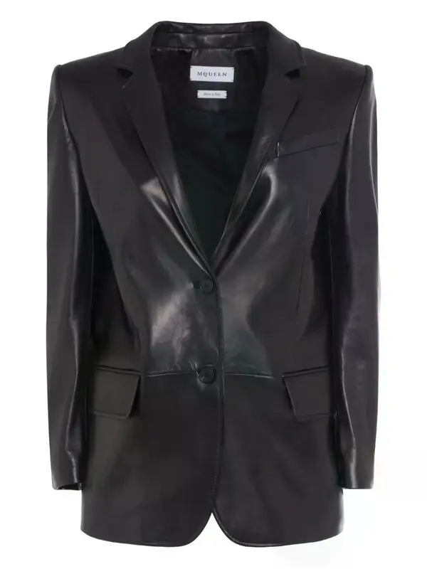 Alexander McQueen Single-breasted Leather Blazer