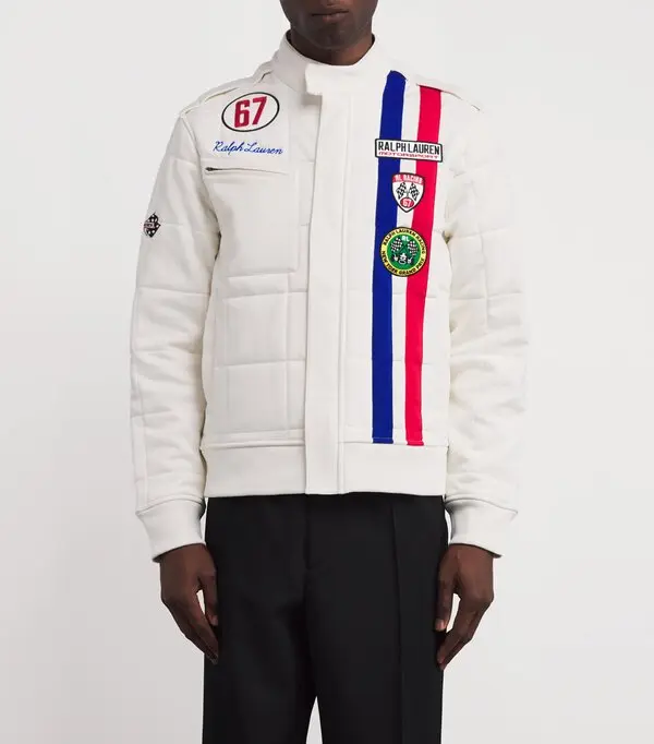 Ralph Lauren Double-Knit Racing Logo Jacket - White | Editorialist