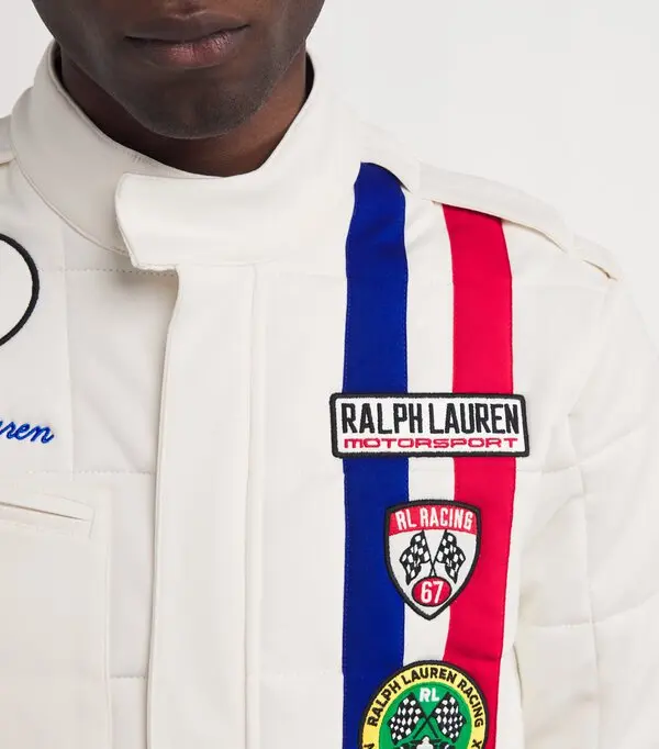 Ralph Lauren Double-Knit Racing Logo Jacket - White | Editorialist