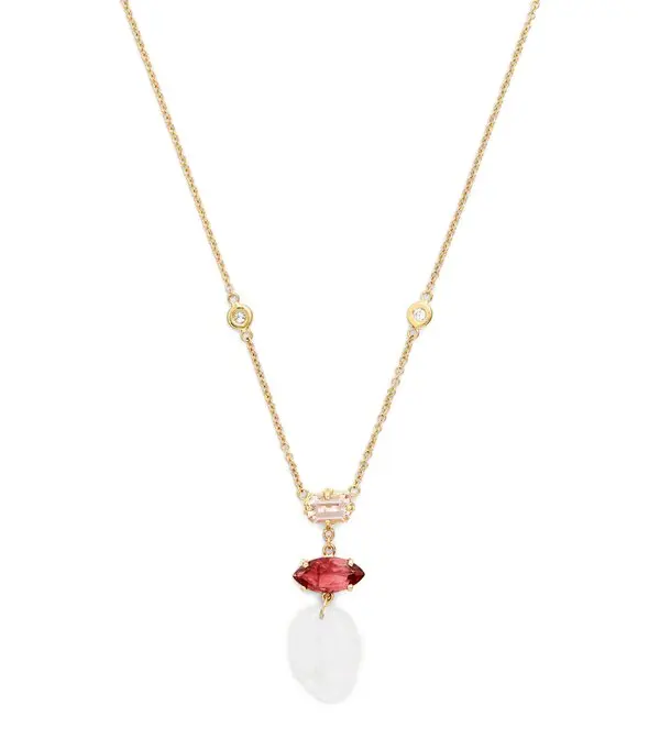 Jacquie Aiche Yellow And Tourmaline Triple Step Necklace - Gold