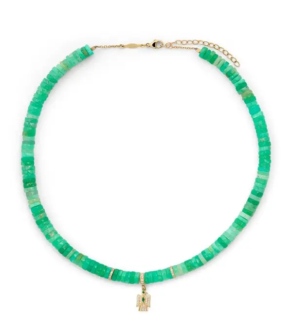 Jacquie Aiche Yellow And Emerald Thunderbird Beaded Necklace - Gold