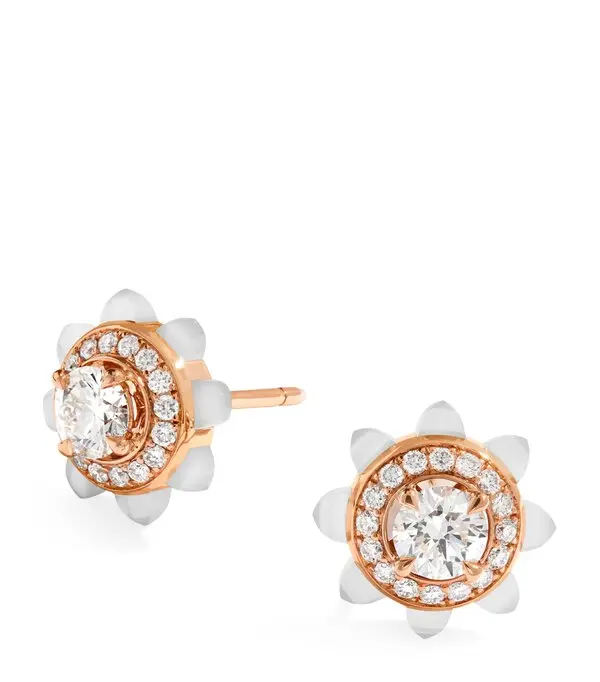 MARLI NEW YORK Diamond And White Agate Tip-top Earrings - Rose Gold