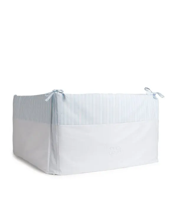 TARTINE ET CHOCOLAT Cotton Striped Bed Bumper - Blue