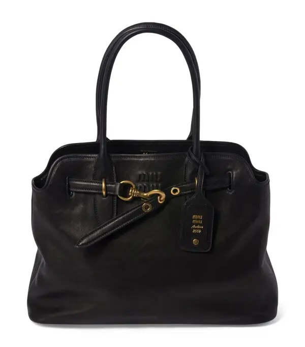 Miu Miu Nappa Leather Aventure Top-handle Bag - Black