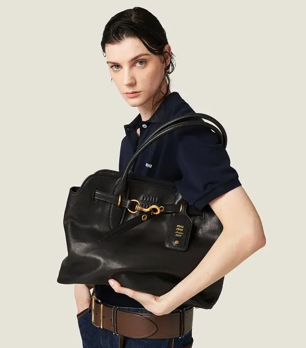 Miu Miu Nappa Leather Aventure Top-handle Bag - Black