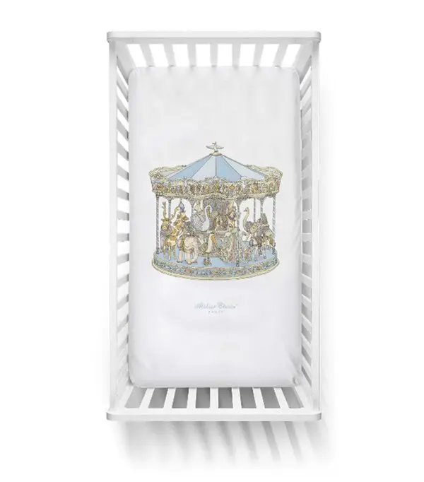 ATELIER CHOUX Cotton Carousel Fitted Sheet - Blue