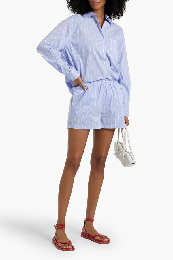 Solid & Striped The Loretto Striped Cotton-blend Poplin Shorts