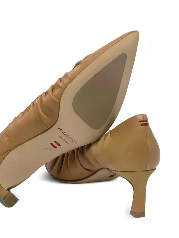 HALMANERA 55mm Vale Pleated Pointed-toe Pumps - Brown