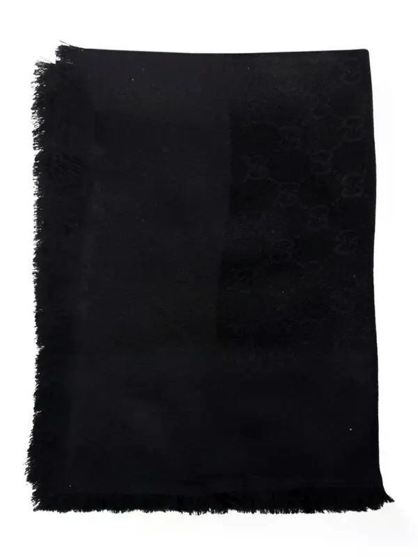 Gucci Monogram Fringed Scarf - Black