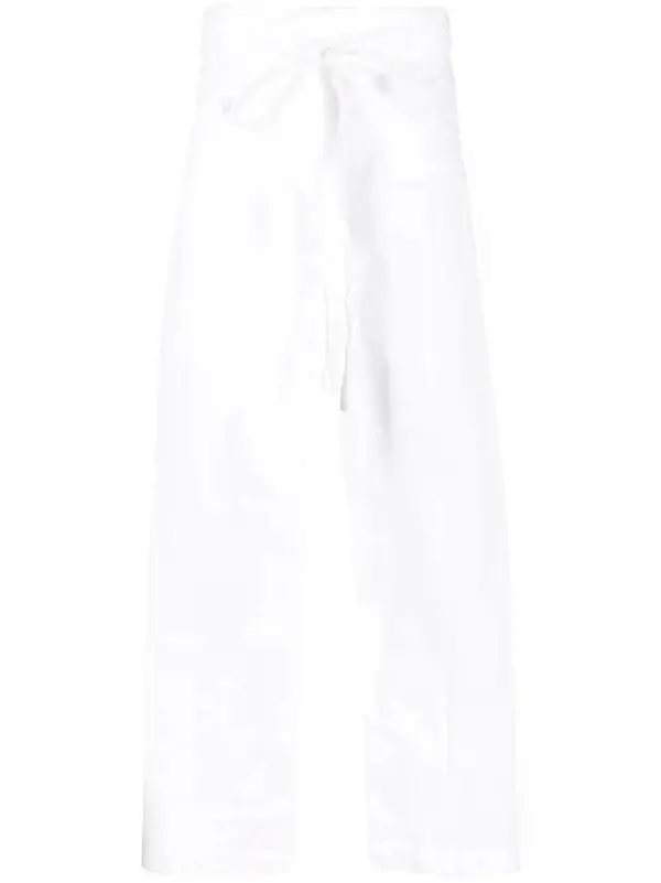 Matteau Drawstring-waist Wide-leg Trousers - White