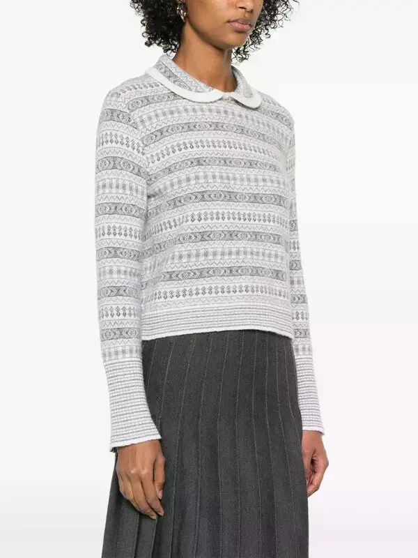 Thom Browne Fair Isle-jacquard Peter Pan Collar Sweater