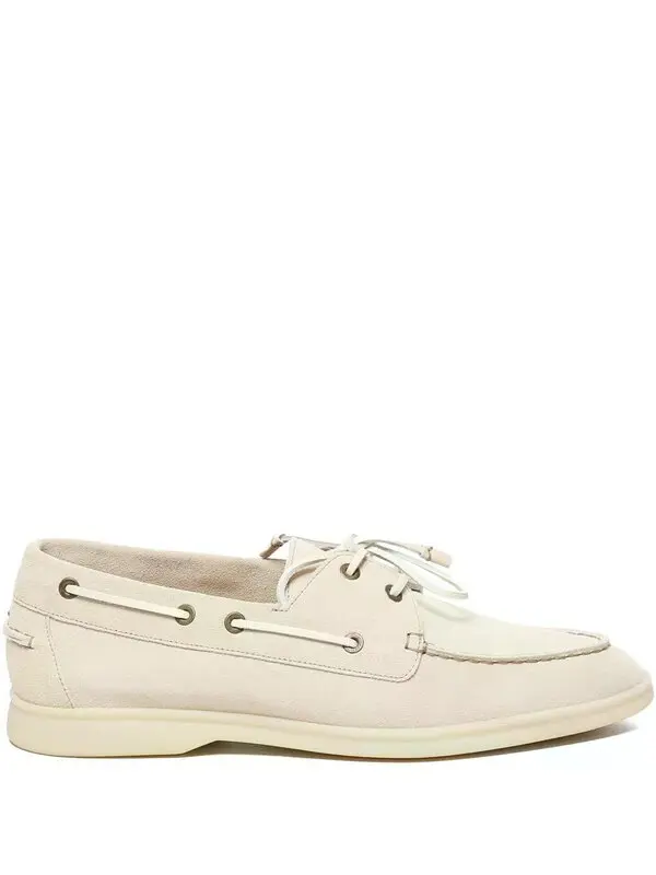 Loro Piana Leather Lace-up Boat Shoes