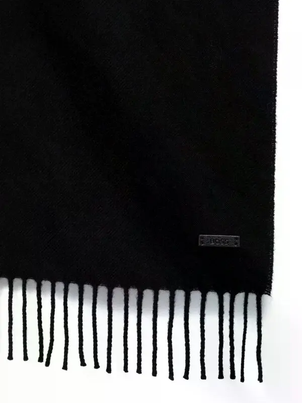 BOSS Logo-patch Fringed Scarf