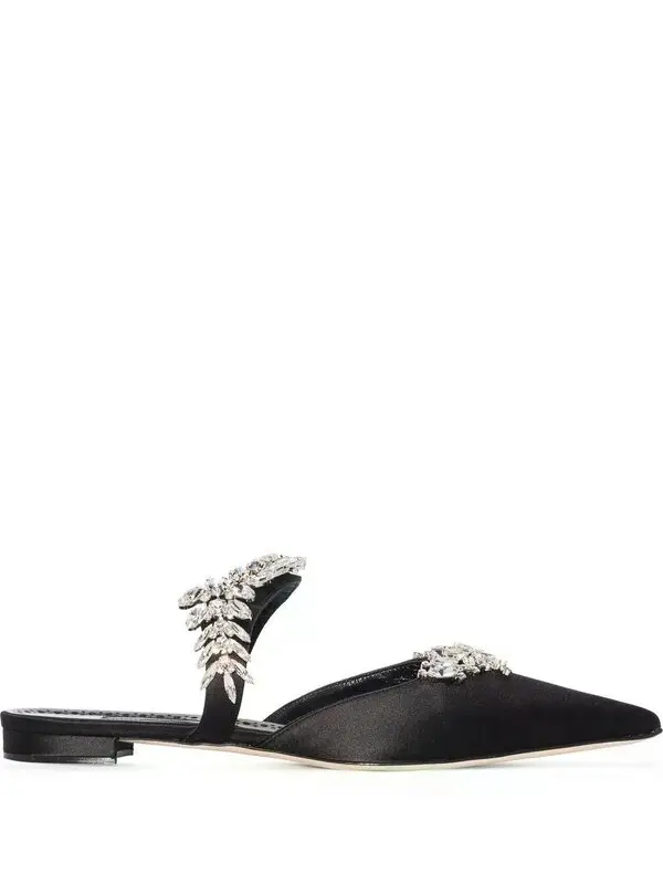 Manolo Blahnik Lurum Crystal-embellished Mules - Black