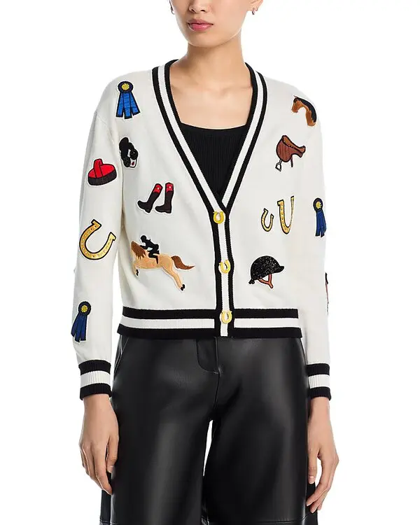 Alice + Olivia Equestrian Cardigan - Soft White Multi