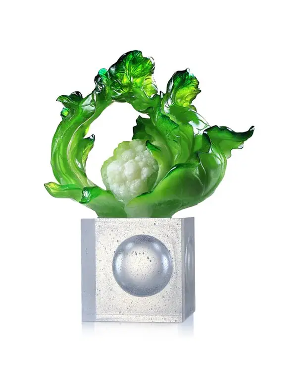 LIULI Tranquil Resplendence Crystal Cauliflower Figurine - Green / Purple / Clear