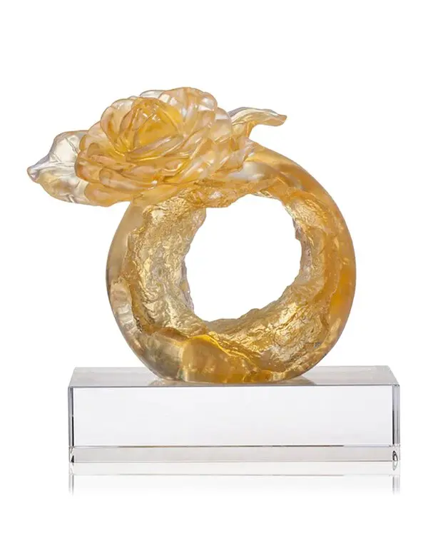 LIULI Singular Elegance Crystal Flower Figurine Special Edition - Dark Amber / Light Amber