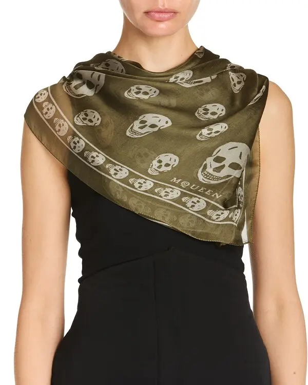 Alexander McQueen Skull Silk Scarf - Caper