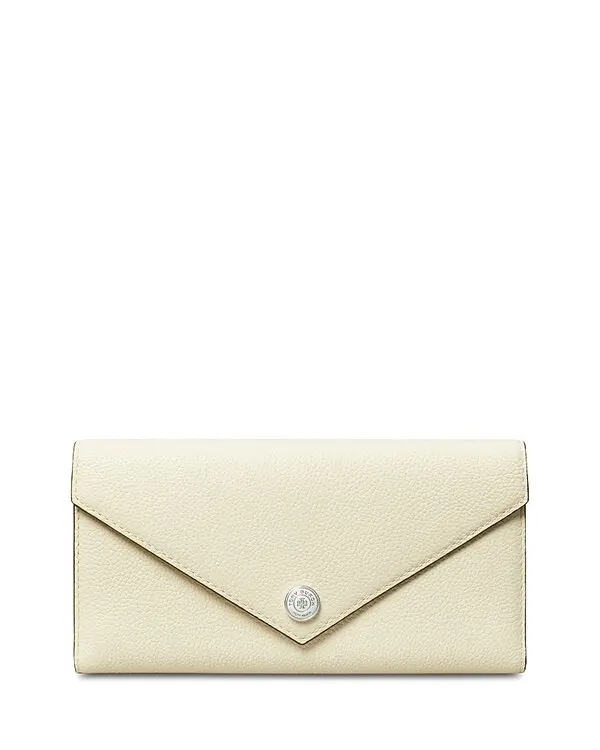Tory Burch Pebbled Leather Envelope Wallet - Warm White