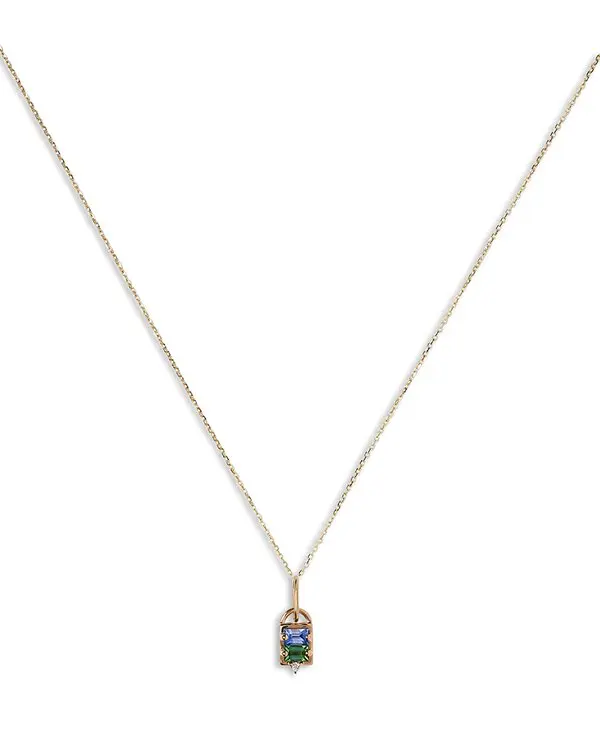 WWAKE 14k Yellow Sapphire, Tourmaline & Diamond Pendant Necklace - Gold