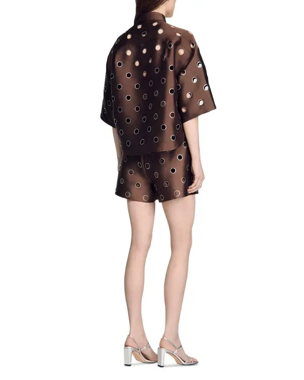 Sandro Rhinestone Cutout Shirt