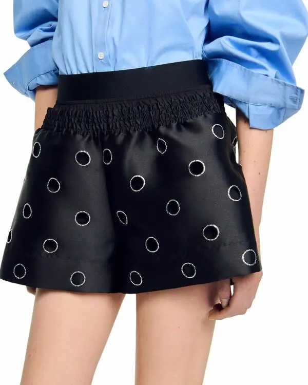 Sandro Rhinestone Embellished Shorts
