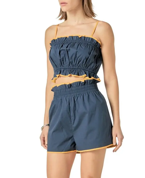 English Factory Cropped Top With Colorblock Binding