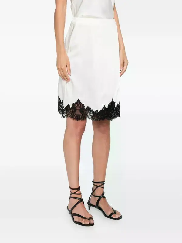 Stella McCartney Lace-trim Satin Midi Skirt - Neutrals