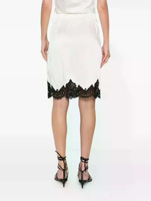 Stella McCartney Lace-trim Satin Midi Skirt - Neutrals