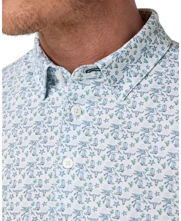 Mizzen+main Versa Short Sleeve Polo - White Dallas Mosaic