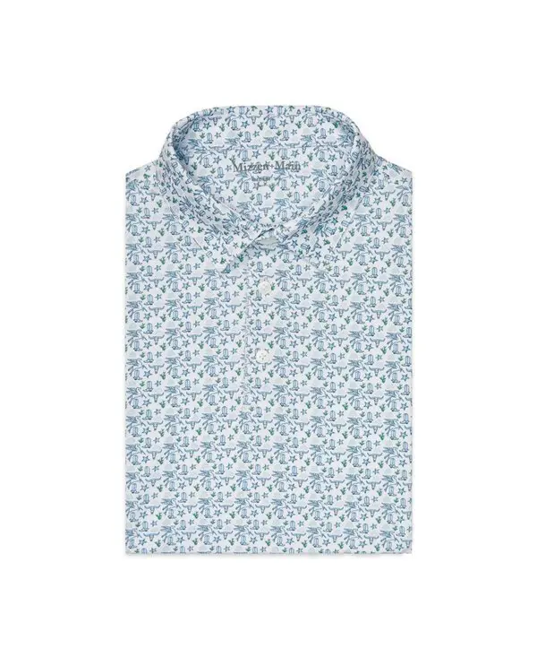 Mizzen+main Versa Short Sleeve Polo - White Dallas Mosaic