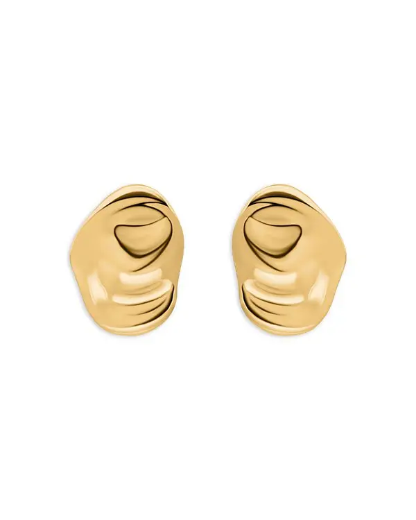 Aqua 18k-plated Sterling Silver Sculptured Oval Stud Earrings - Gold