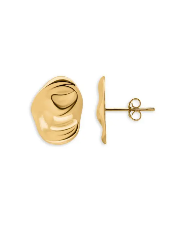 Aqua 18k-plated Sterling Silver Sculptured Oval Stud Earrings