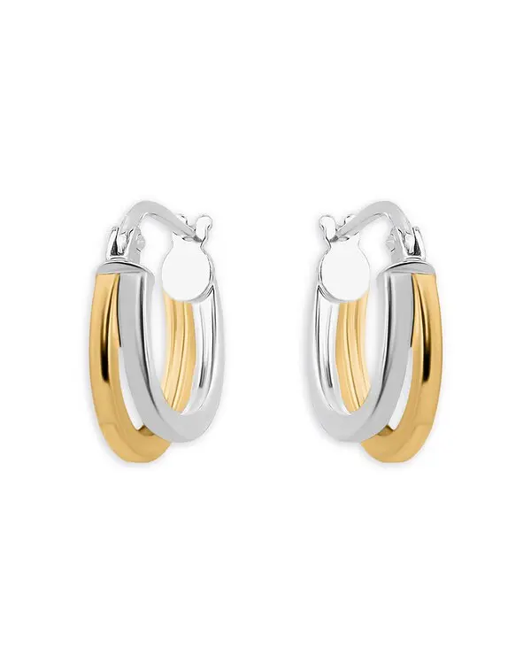 Aqua 18k Gold-plated And Sterling Silver Two-tone Hoop Earrings - Two Tone