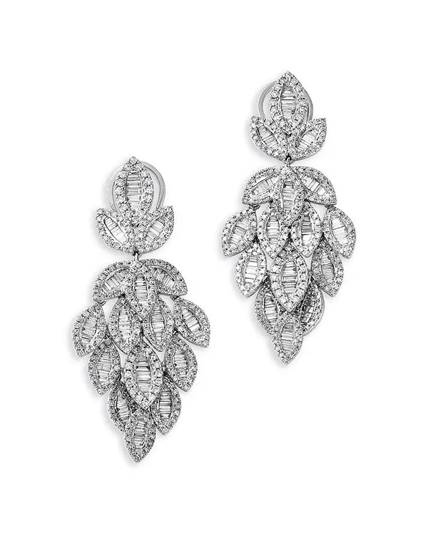 Bloomingdale'S Diamond Round & Baguette Drop Earrings, 2.50 Tcw - White