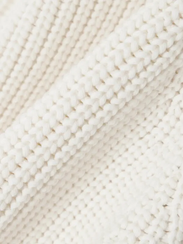 Sportmax Balloon Cropped Ribbed Cotton-blend Sweater - Neutrals