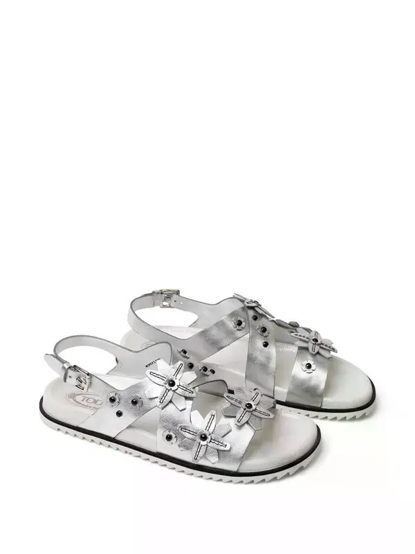 TOD'S Flower-embellished Buckle Sandals