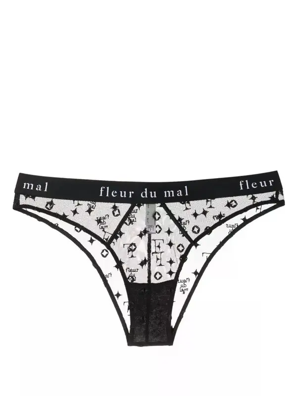 FLEUR DU MAL Monogram-embroidered Cheeky Briefs