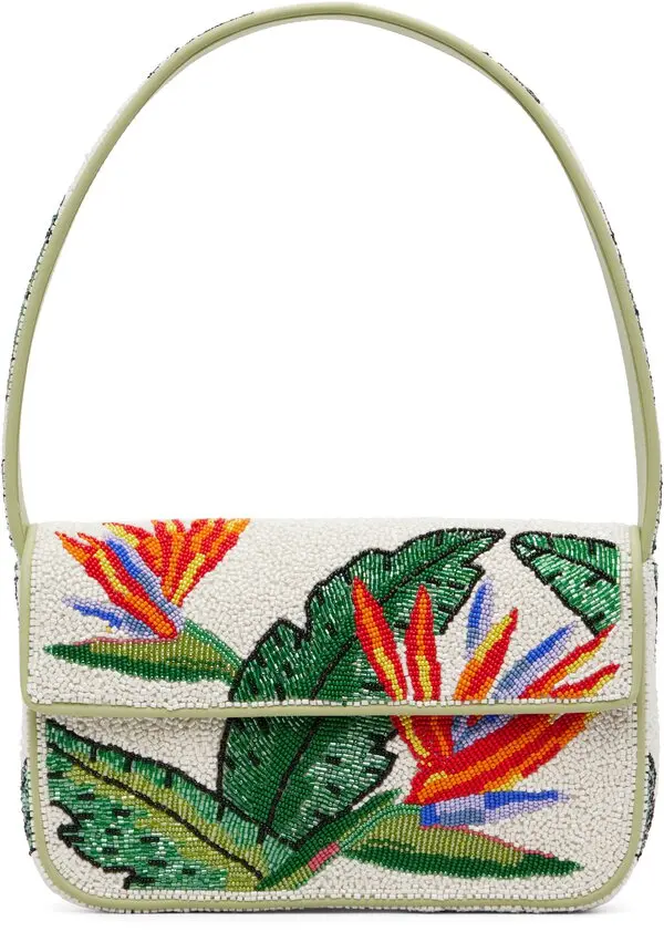 Staud Tommy Beaded Zebra Pattern Shoulder Bag Bopa Birds Of - Main Image