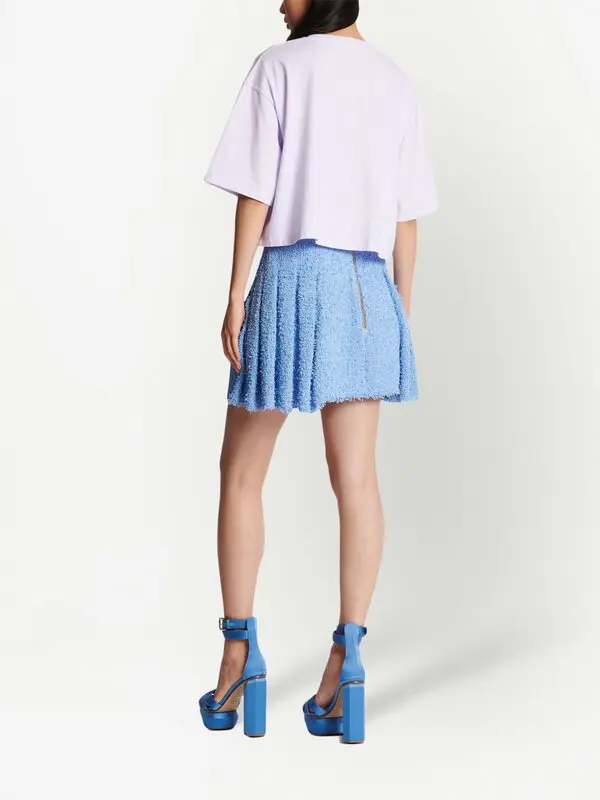 Balmain Purple Logo Patch Cropped T-shirt