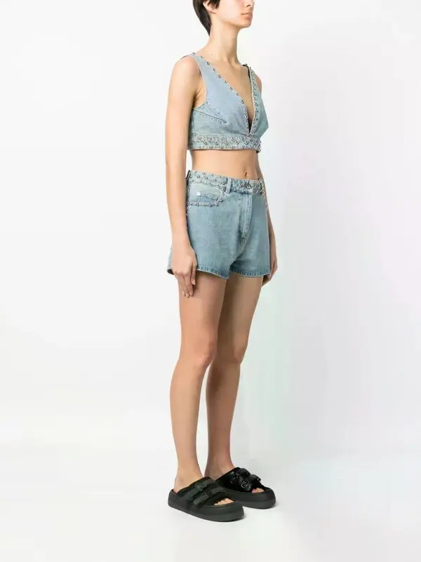 Rabanne Studded Denim Bralette