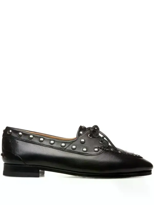 Bally Plume Studded Leather Boat Shoes - Black